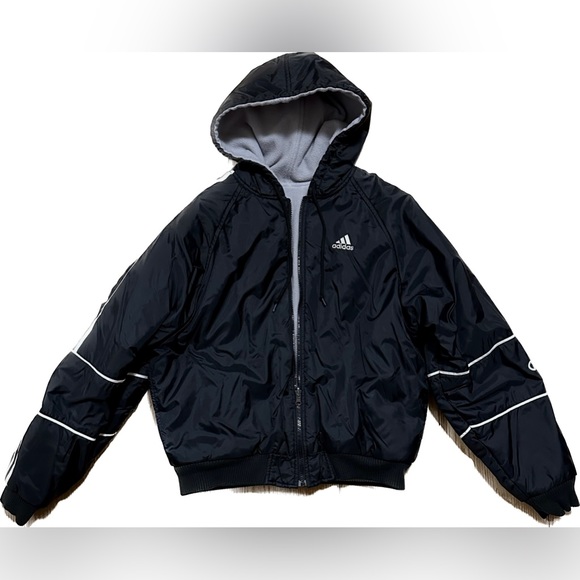 adidas | Jackets & Coats | Adidas Vintage Reversible Black Mens Puffer ...